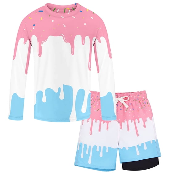 Bainana Kids Swimsuit Set Boys Ice Print Long Sleeve Rash Guard And ...