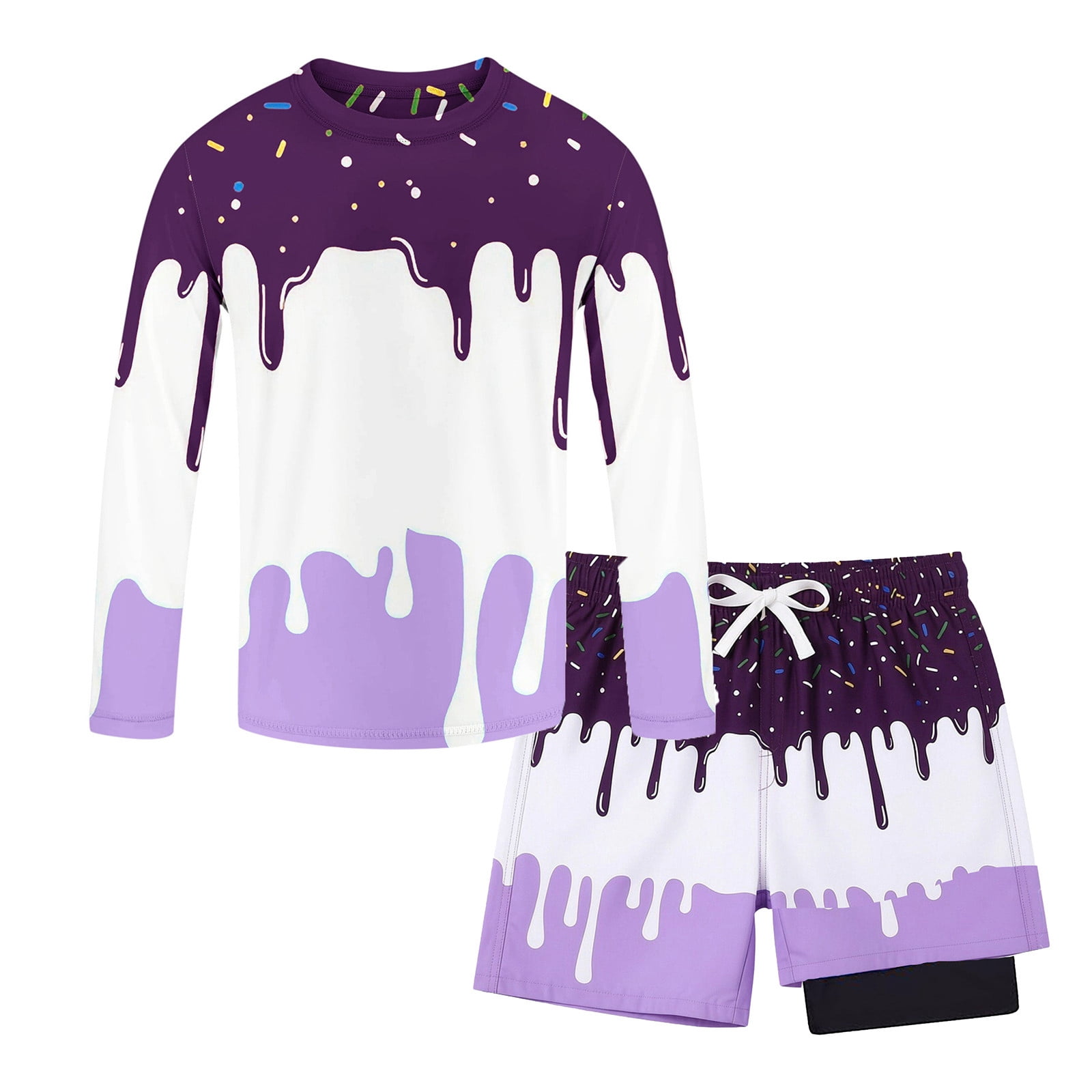 Bainana Kids Swimsuit Set Boys Ice Print Long Sleeve Rash Guard And ...