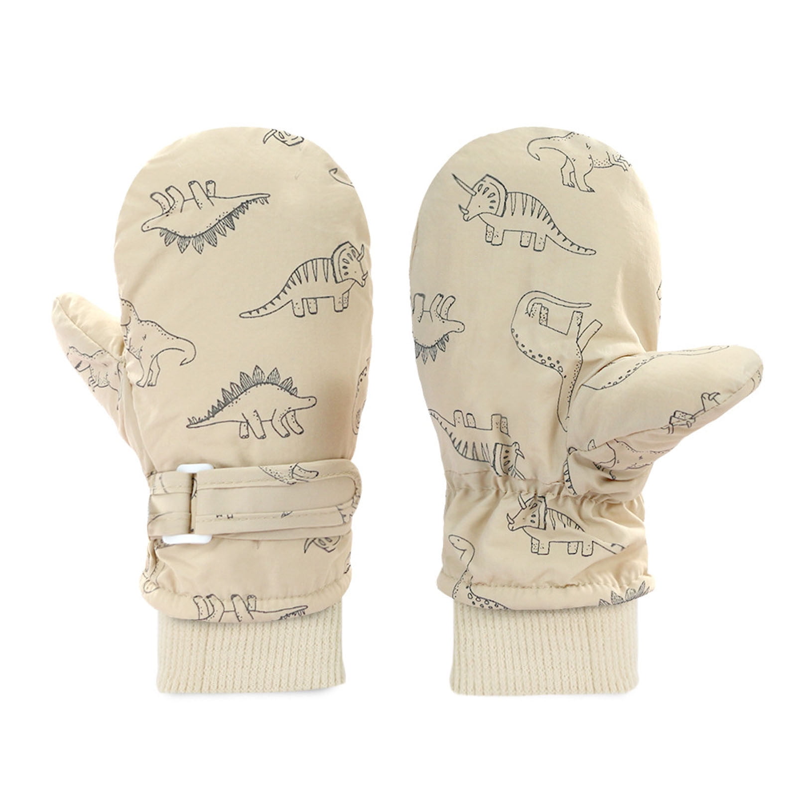 Bainana Kids Winter Thermal Mittens For Girls Boys Dinosaur Print Full ...