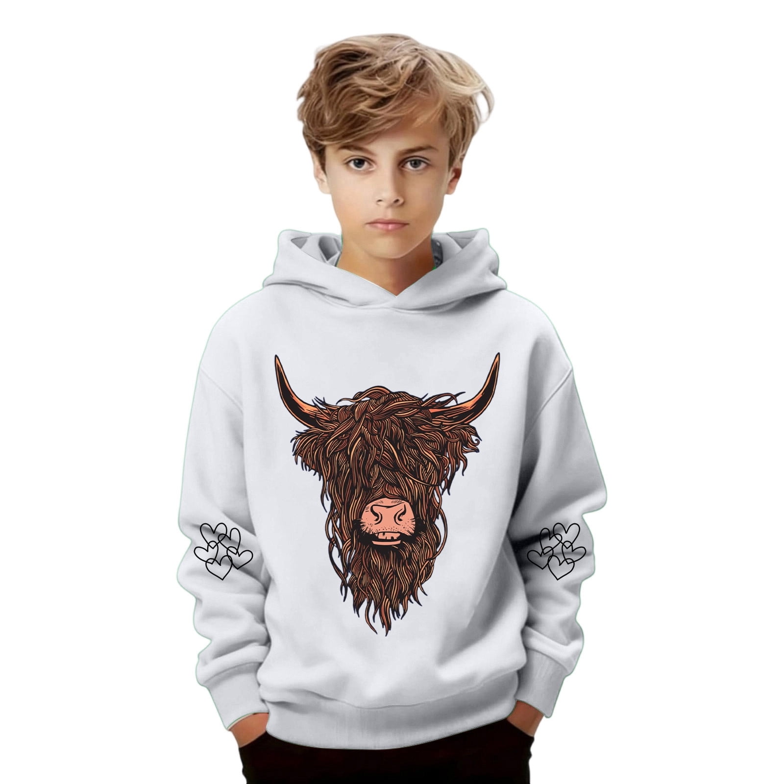 Bainana Little Boys Hoodie Cartoon Print Long Sleeve Hooded Tops Casual ...