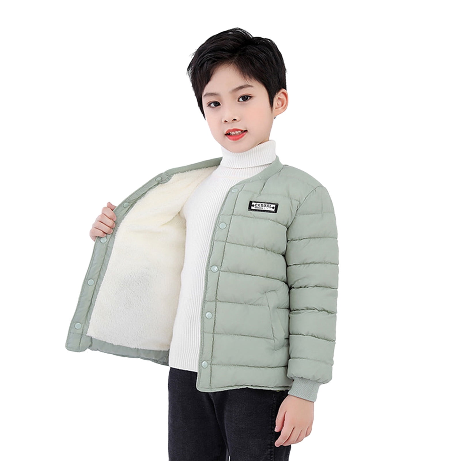 Bainana Little Boys Jacket Solid Color Long Sleeve Stand Collar Coat ...