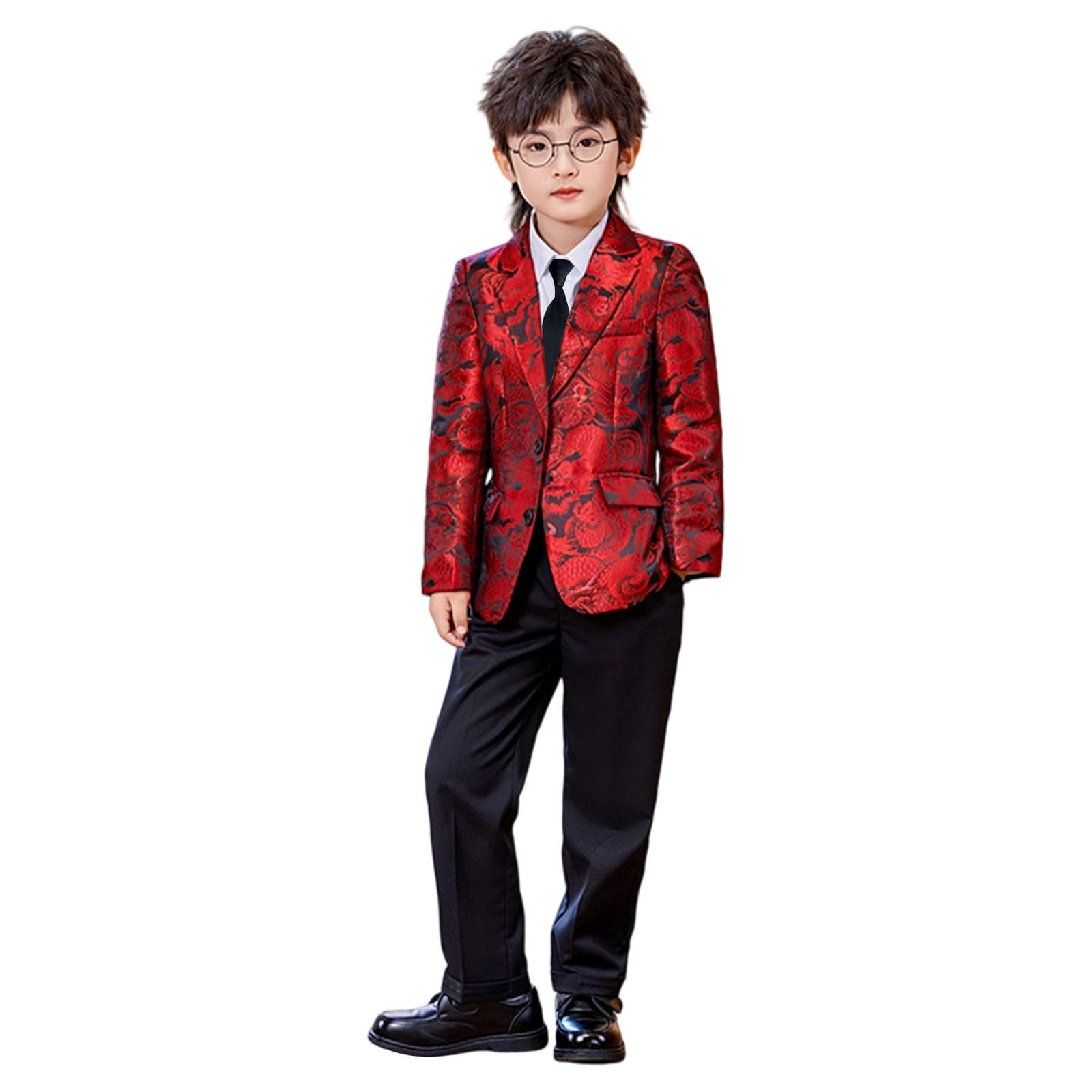 Bainana Little Boys Suit Set Floral Print Jacket Solid Shirts Elastic ...