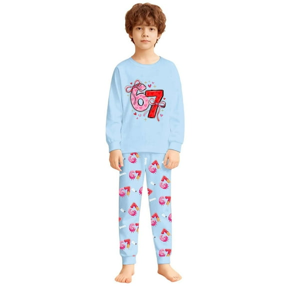 Bainana Little Girls Boys 67 Pajamas Outfit Set Cartoon Print Long ...