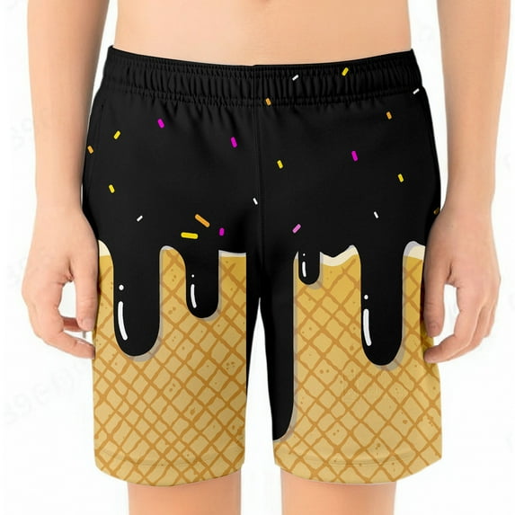 Bainana Little Girls Boys Shorts Ice Cream Print Elastic Waist Straight ...