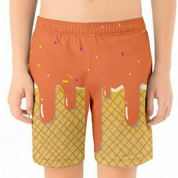 Bainana Little Girls Boys Shorts Ice Cream Print Elastic Waist Straight ...