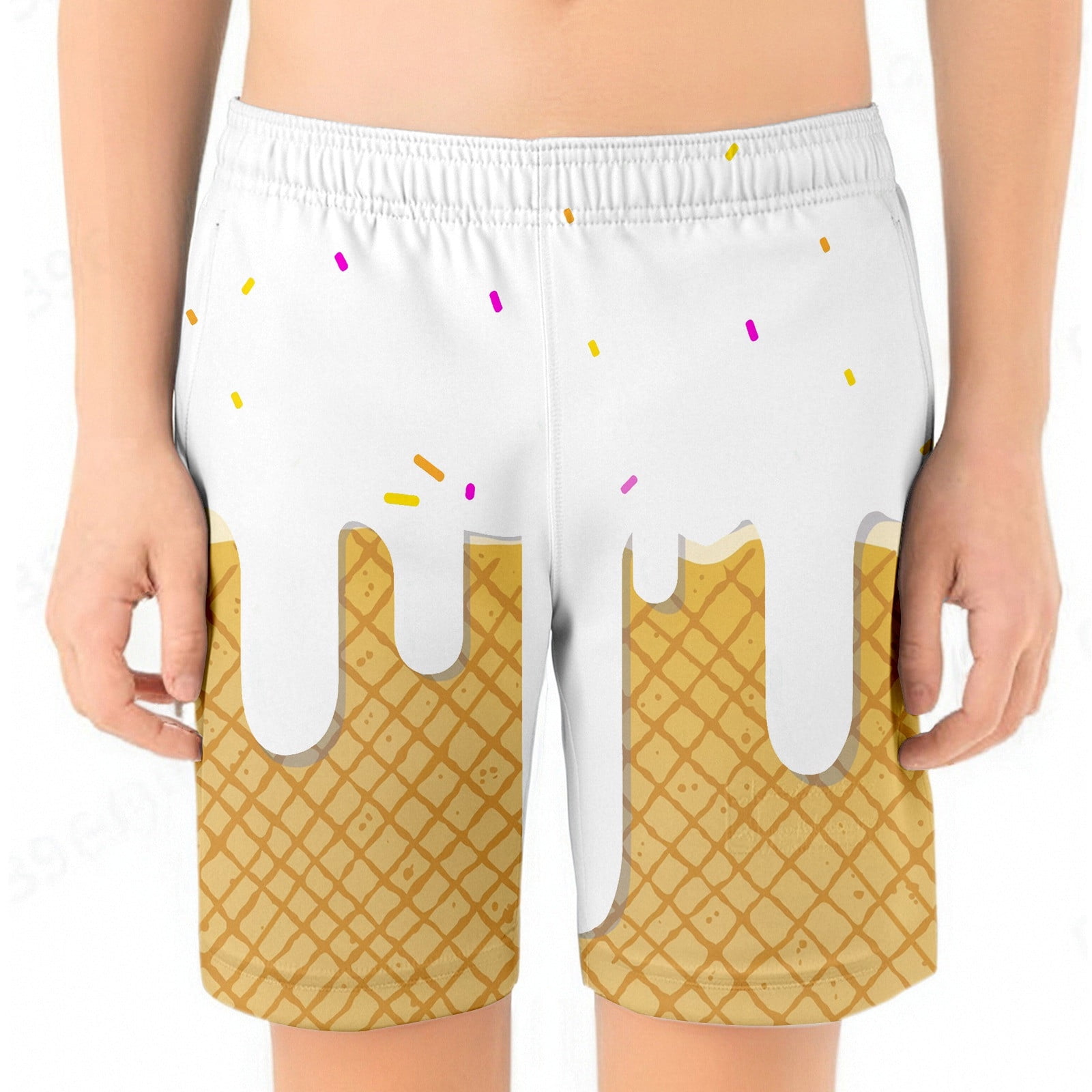 Bainana Little Girls Boys Shorts Ice Cream Print Elastic Waist Straight ...