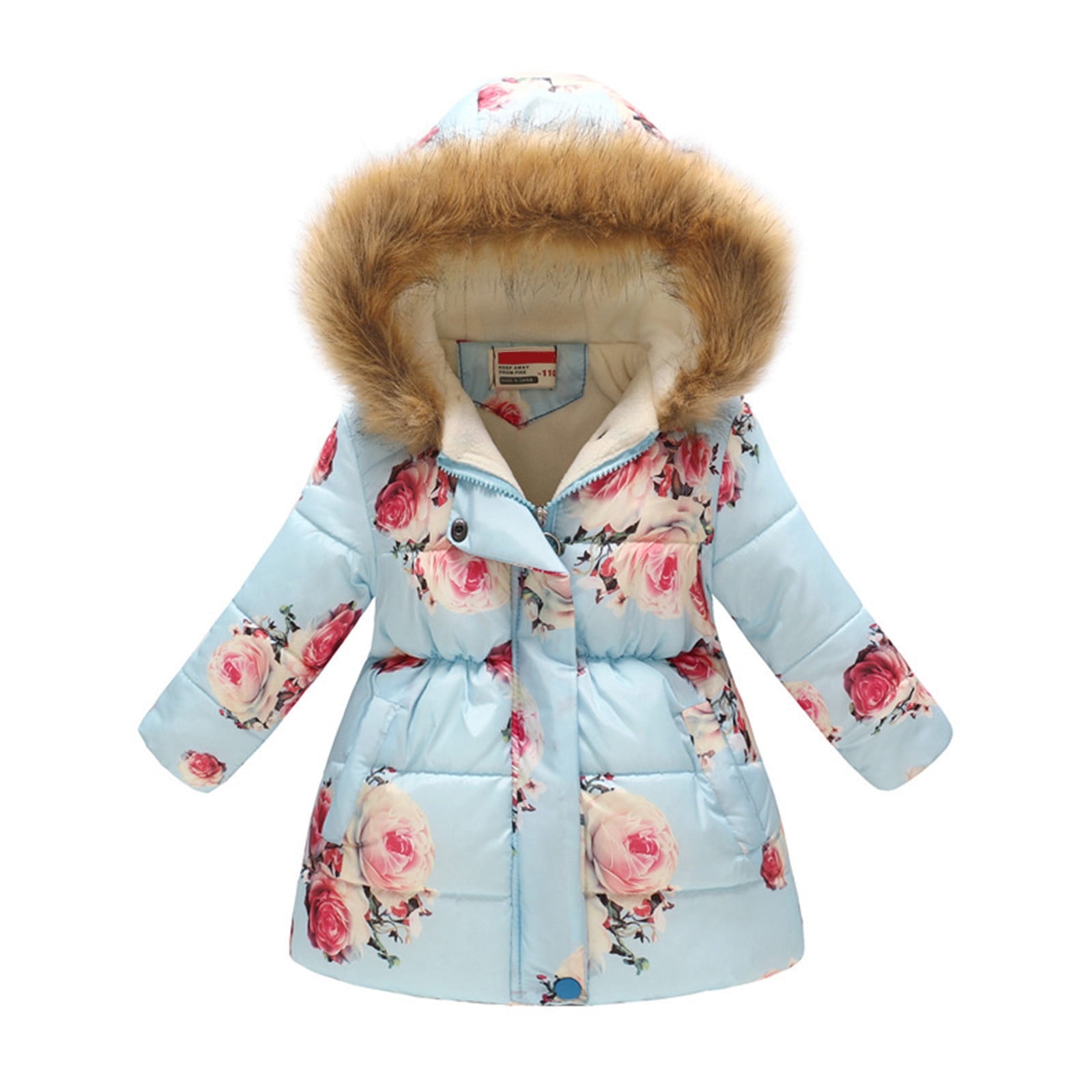 Bainana Little Girls Jacket Butterfly Print Long Sleeve Hooded Parka ...