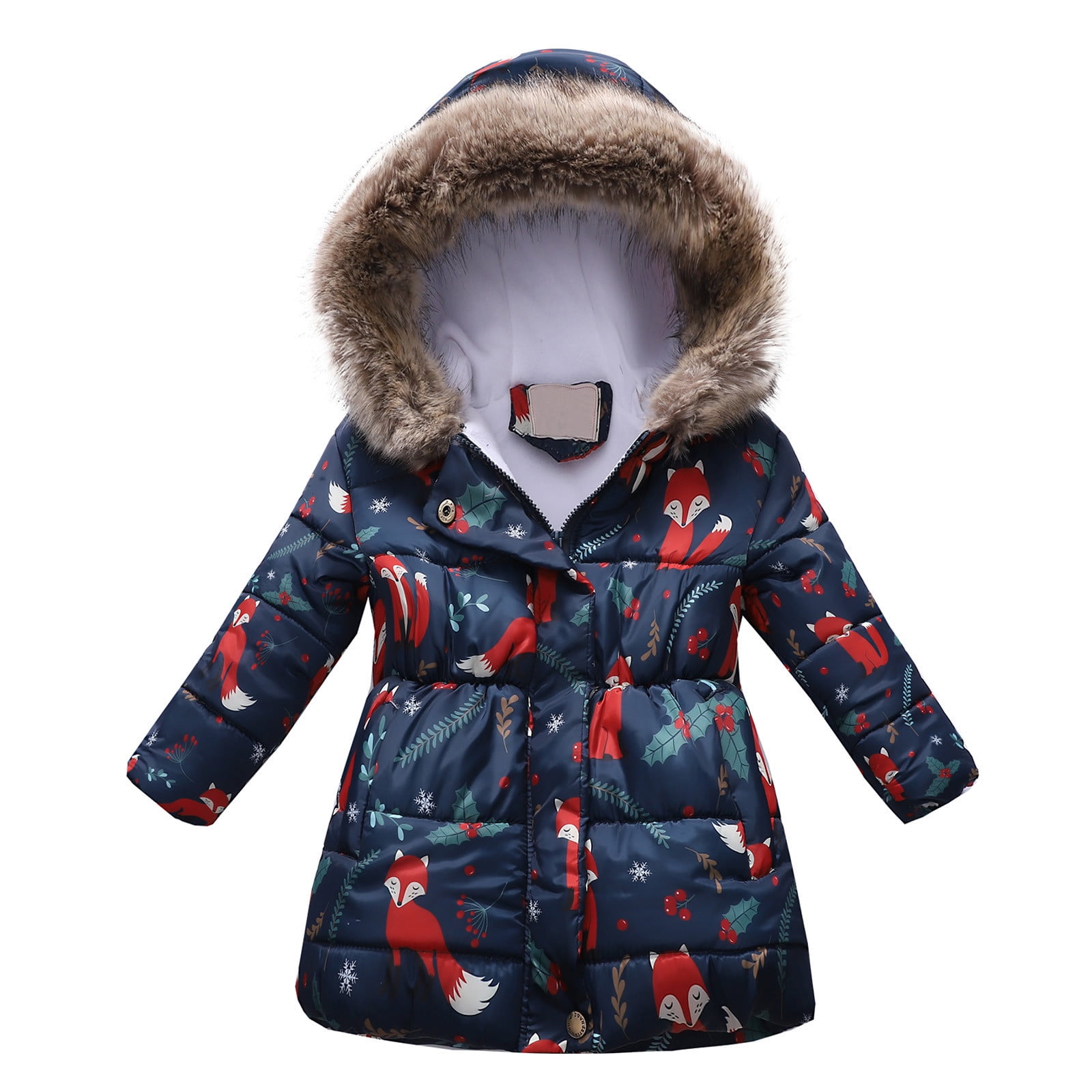 Bainana Little Girls Jacket Print Long Sleeve Hooded Parka Warm ...