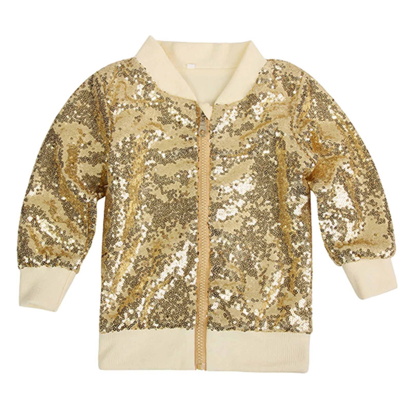 Bainana Little Girls Jacket Sequin Print Long Sleeve Zipper Coat ...