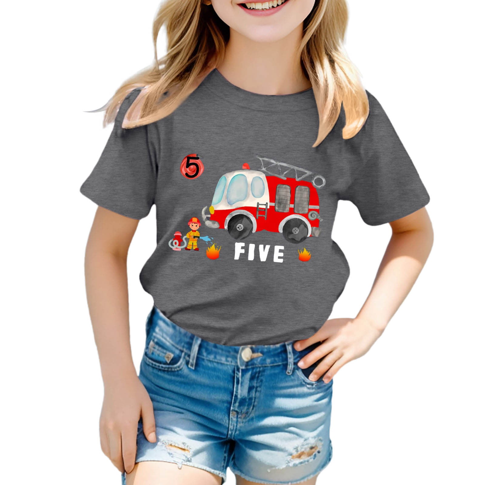 Bainana Little Girls T Shirts Cartoon Car Print Short Sleeve Crew Neck ...