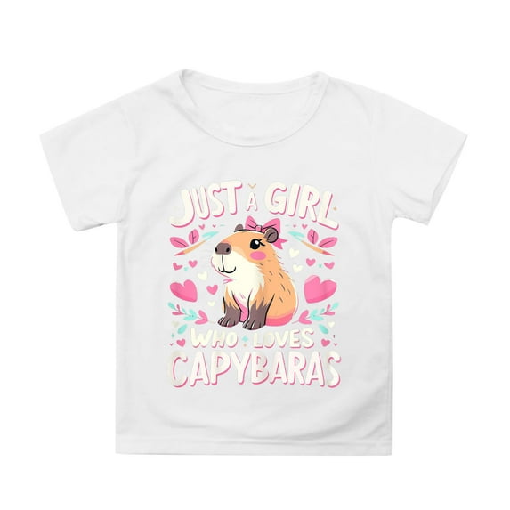 Bainana Little Girls Tops Cartoon Print Short Sleeve Crew Neck Shirts ...