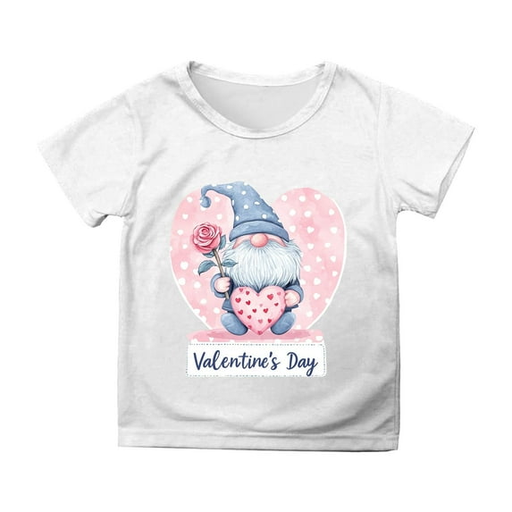 Bainana Little Girls Valentine Shirt Cartoon Print Short Sleeve Crew ...