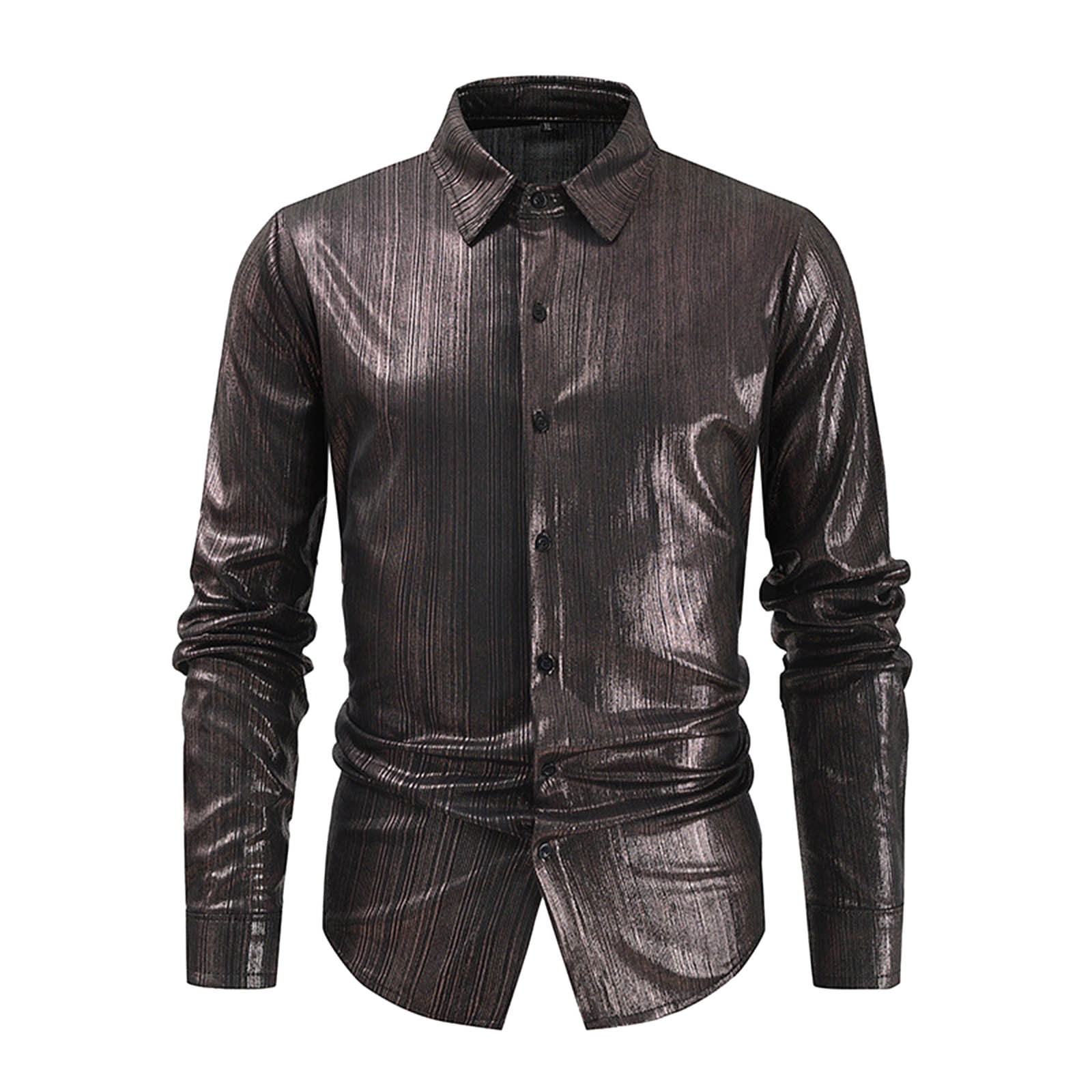 Bainana Long Sleeve Shirt For Men Solid Color Button Down Lapel Collar ...