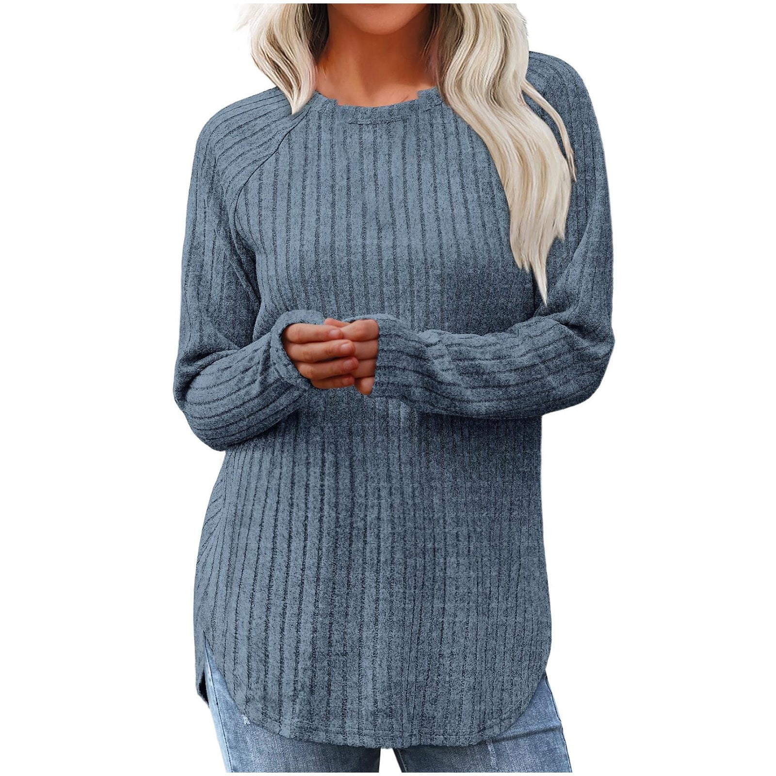 Bainana Loose Fit Casual T Shirt For Women Solid Color Long Sleeve ...
