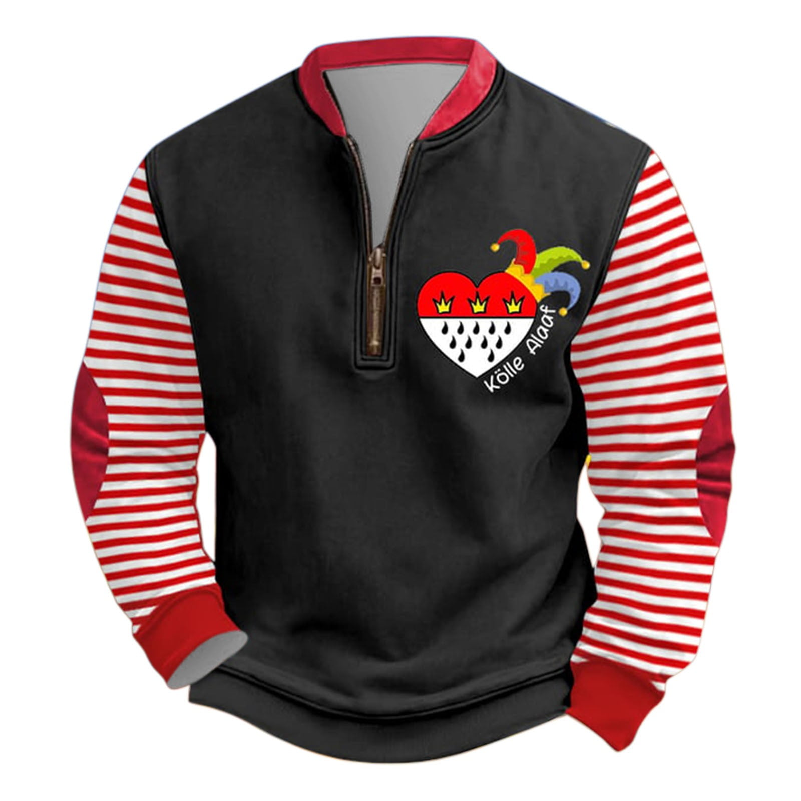 Bainana Mardi Gras Men's Stylish Tops Color Block Striped Sleeve Stand ...