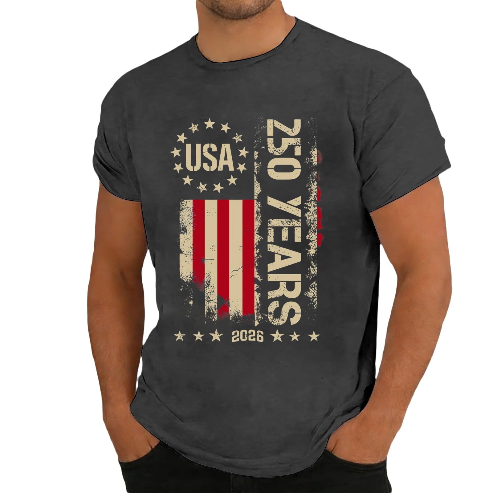 Bainana Men Graphics T Shirts Independence Day Print Short Sleeve Crew ...