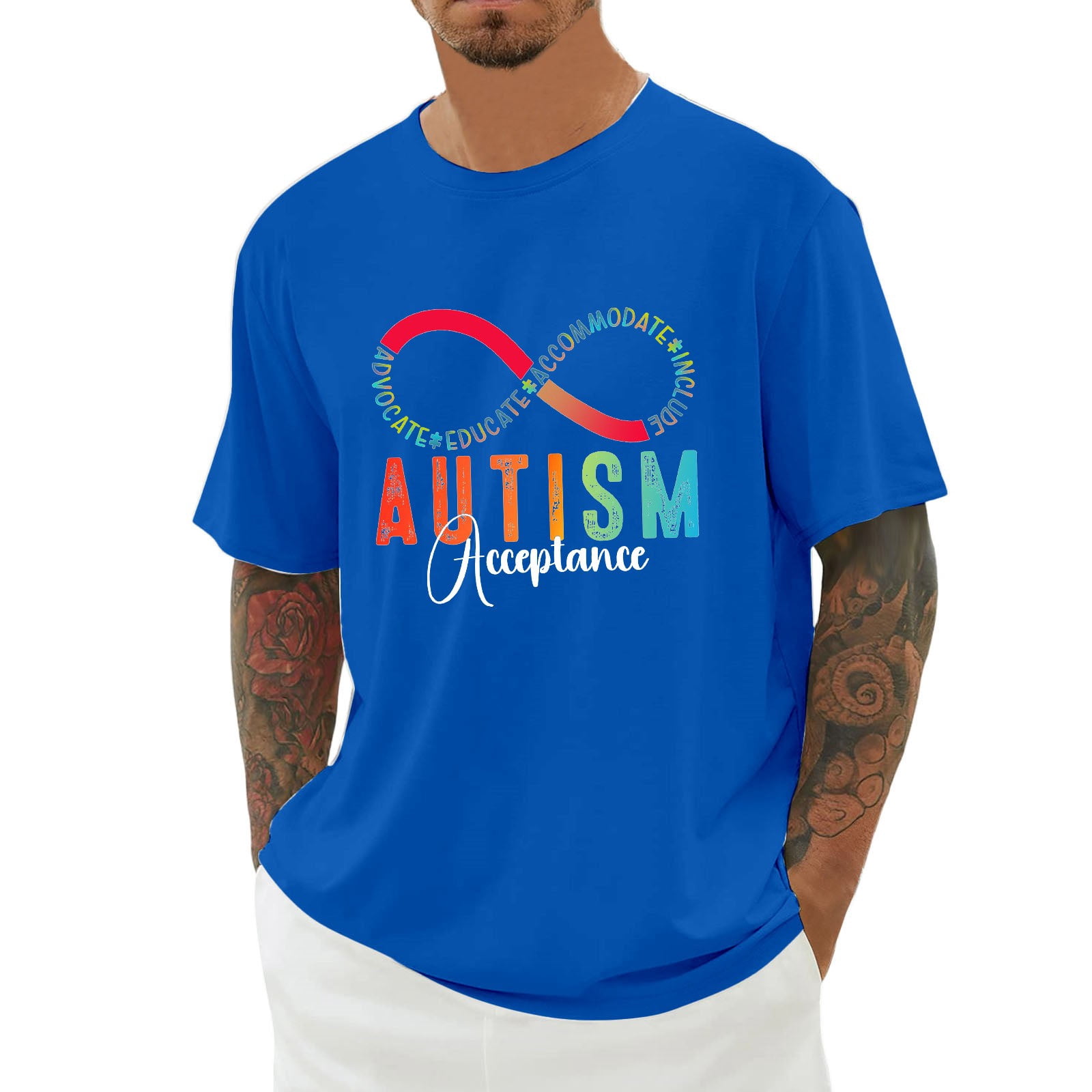 Bainana Men'S Autism T-Shirts Fashion Print Short Sleeve Crew Neck Tops ...