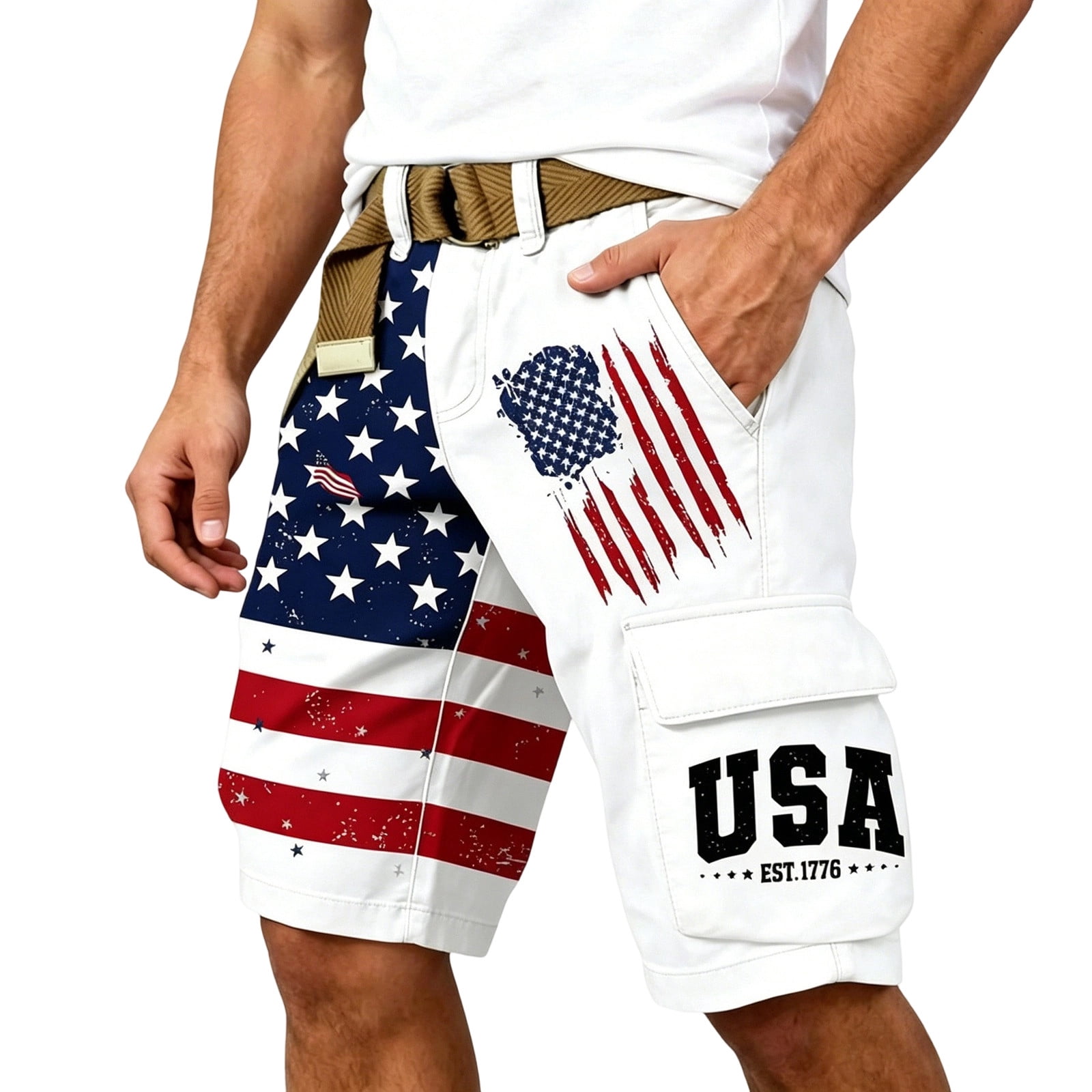 Bainana Men'S Cargo Shorts Fourth Of July American Flag Hiking Shorts ...