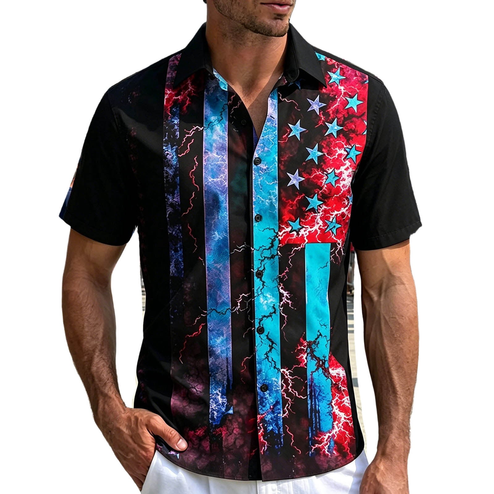 Bainana Men'S Shirts Anniversary Celebration Shirt Short Sleeve Button ...