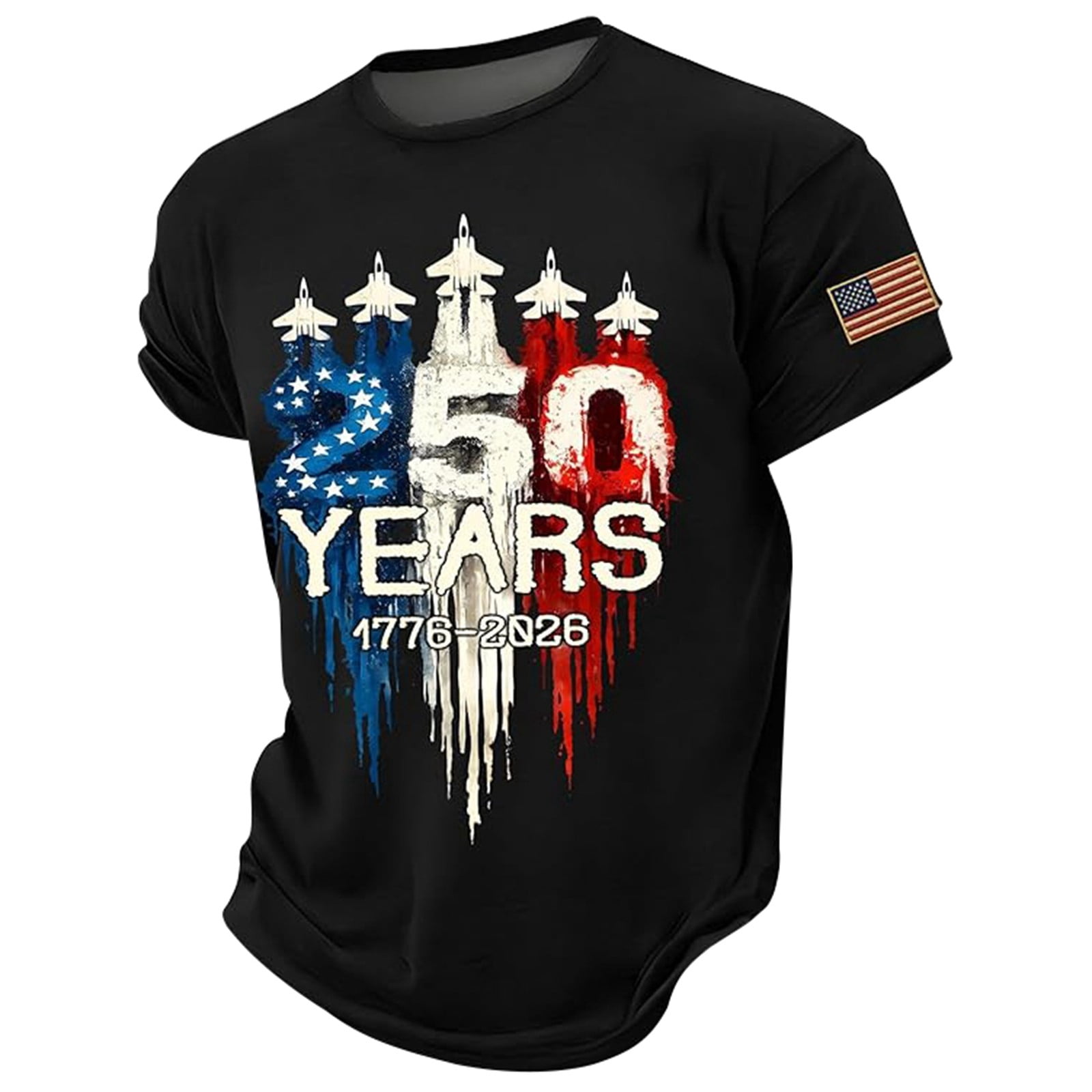 Bainana Men T Shirts Short Sleeve Crew Neck 250 Years Graphics Print ...