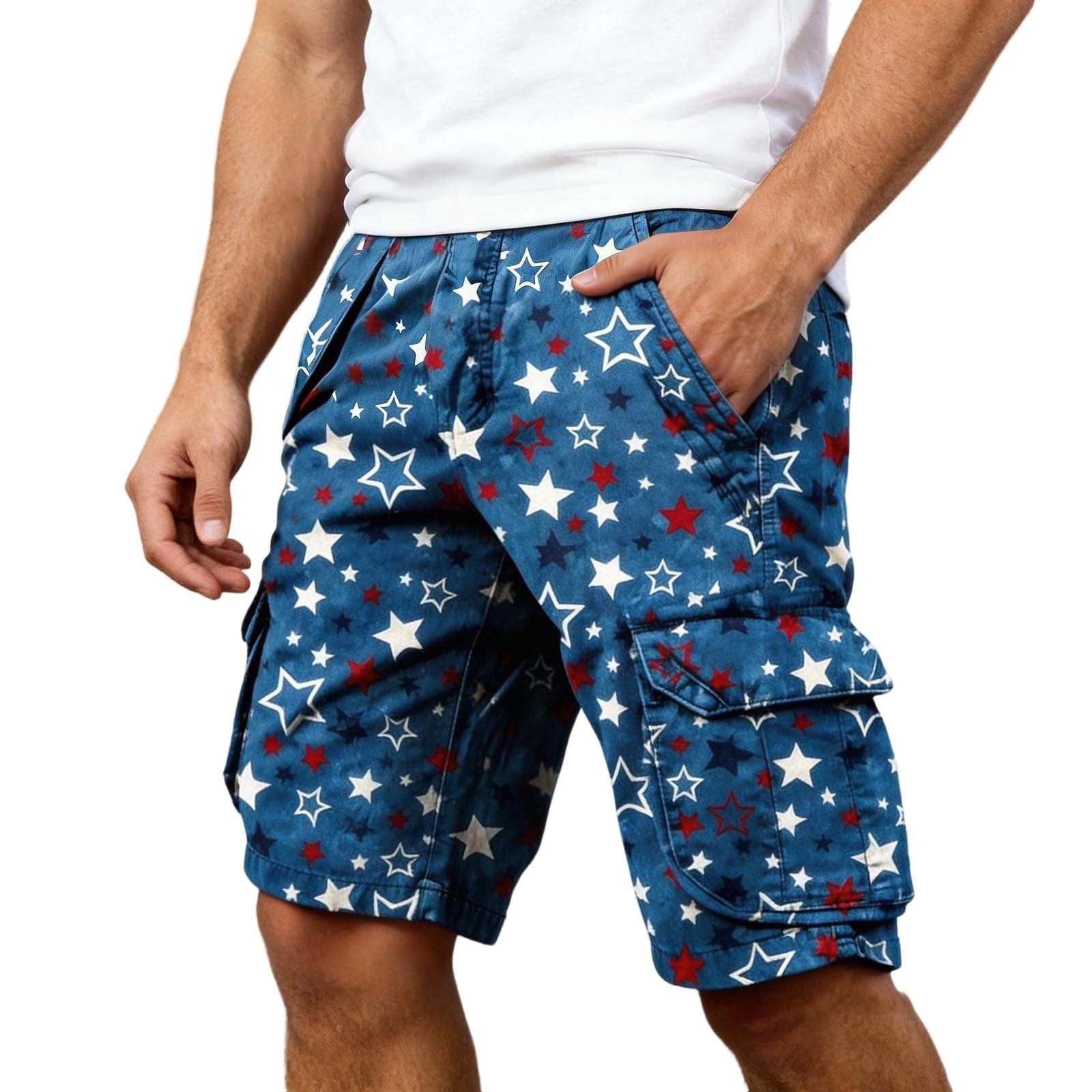 Bainana Mens Cargo Shorts July 4Th American Flag Hiking Shorts Mens ...
