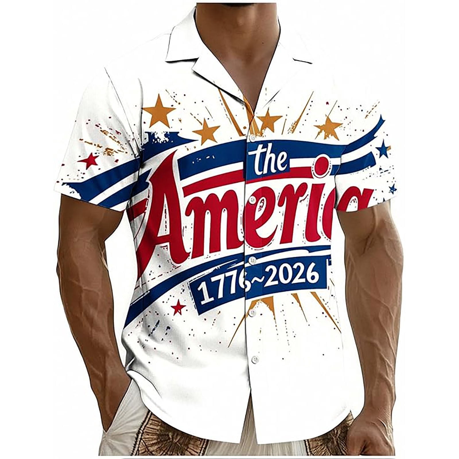 Bainana Mens Shirts 250 Anniversary USA Shirt Short Sleeve Button Down ...