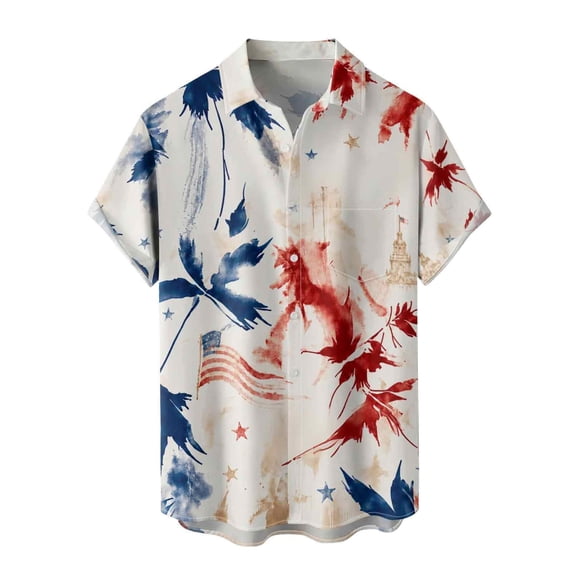 Bainana Mens Shirts 4Th Of July Graphic Shirt Short Sleeve Button Down ...