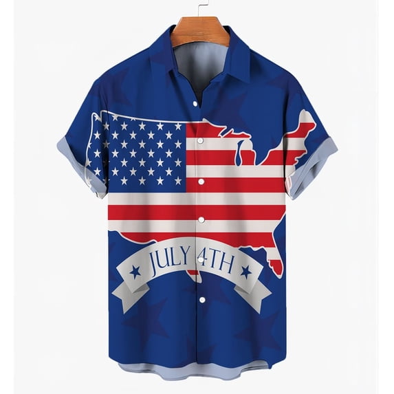Bainana Mens Shirts July 4Th American Patriotic Shirt Short Sleeve ...