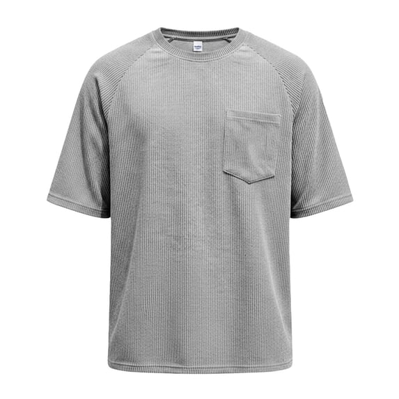Bainana Mens Shirts Solid Color Short Sleeve Crew Neck Tops With Front ...