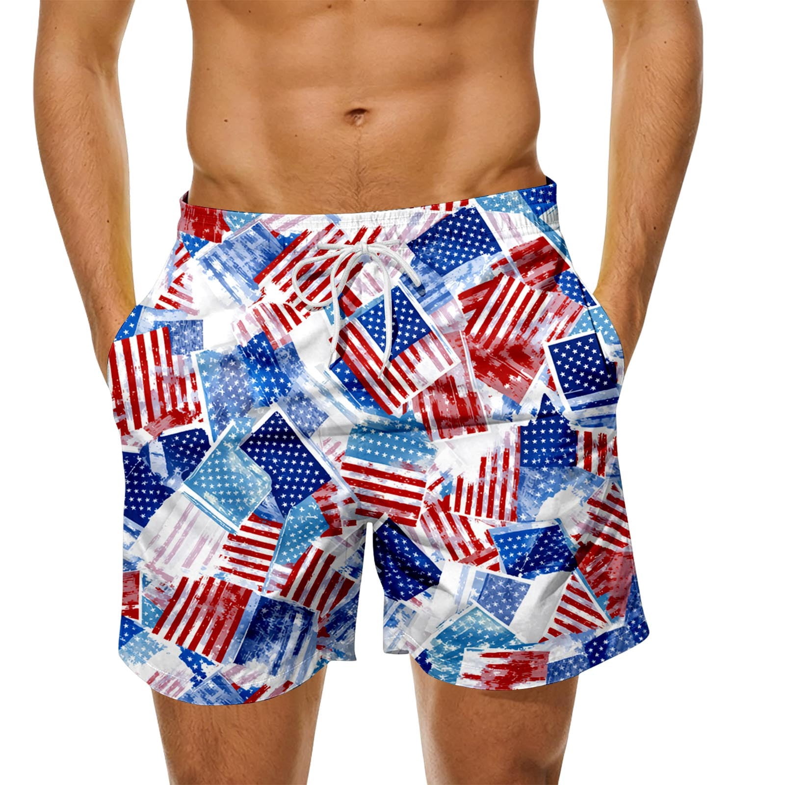 Bainana Mens Swim Trunks American Flag Patriotic Swim Shorts Fourth Of ...