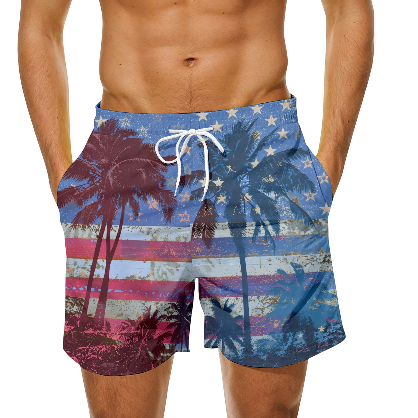 Bainana Mens Swim Trunks American Flag Patriotic Swim Shorts July 4Th ...
