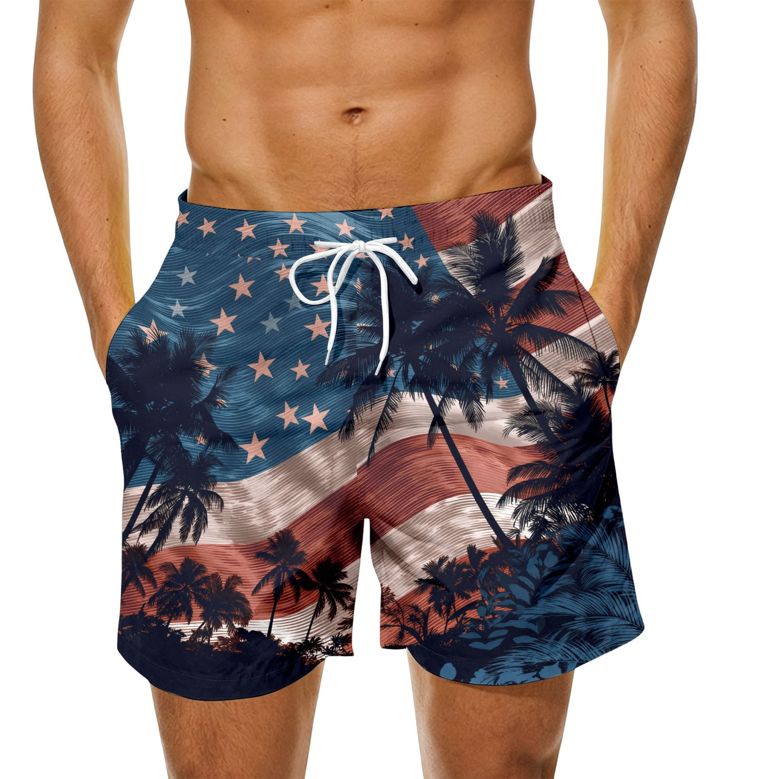 Bainana Mens Swim Trunks American Flag Patriotic Swim Shorts July 4Th ...