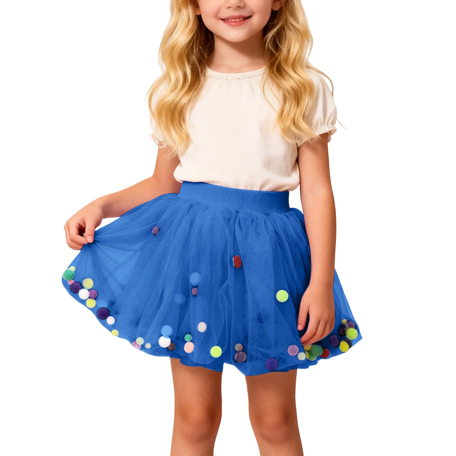 Bainana Mesh Skirt For Girls Child Sequin Print Elastic Waist A-Line ...
