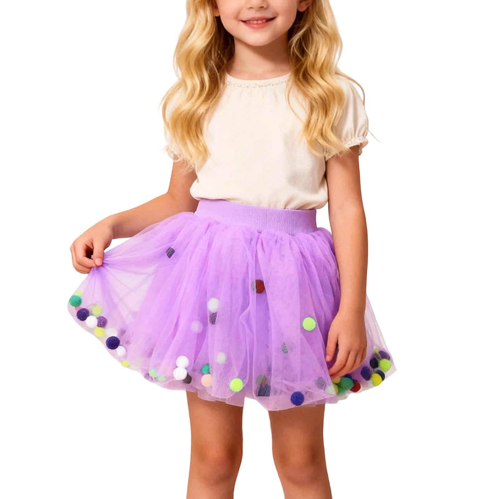 Bainana Mesh Skirt For Girls Child Sequin Print Elastic Waist A-Line ...