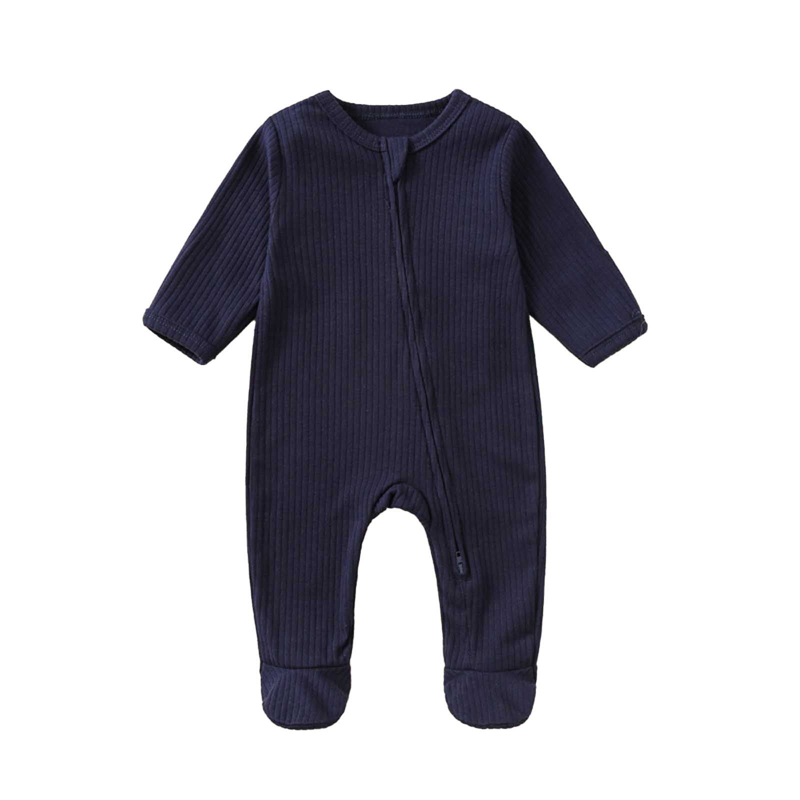 Bainana Baby Boys Romper Solid Color Long Sleeve Crew Neck Bodysuit ...