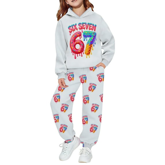Bainana Outfits Set For Girls Boys Child 67 Print Long Sleeve Hoodie ...