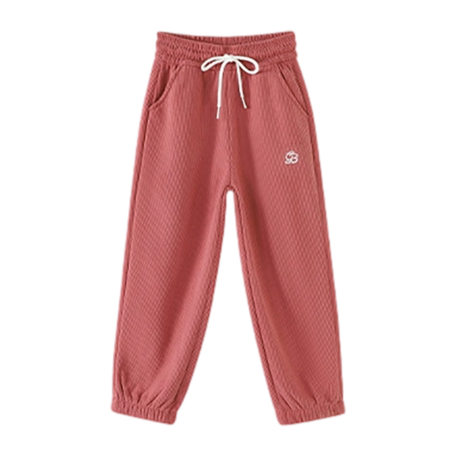 Bainana Pants For Little Girls Solid Color Elastic Waist Straight Leg ...