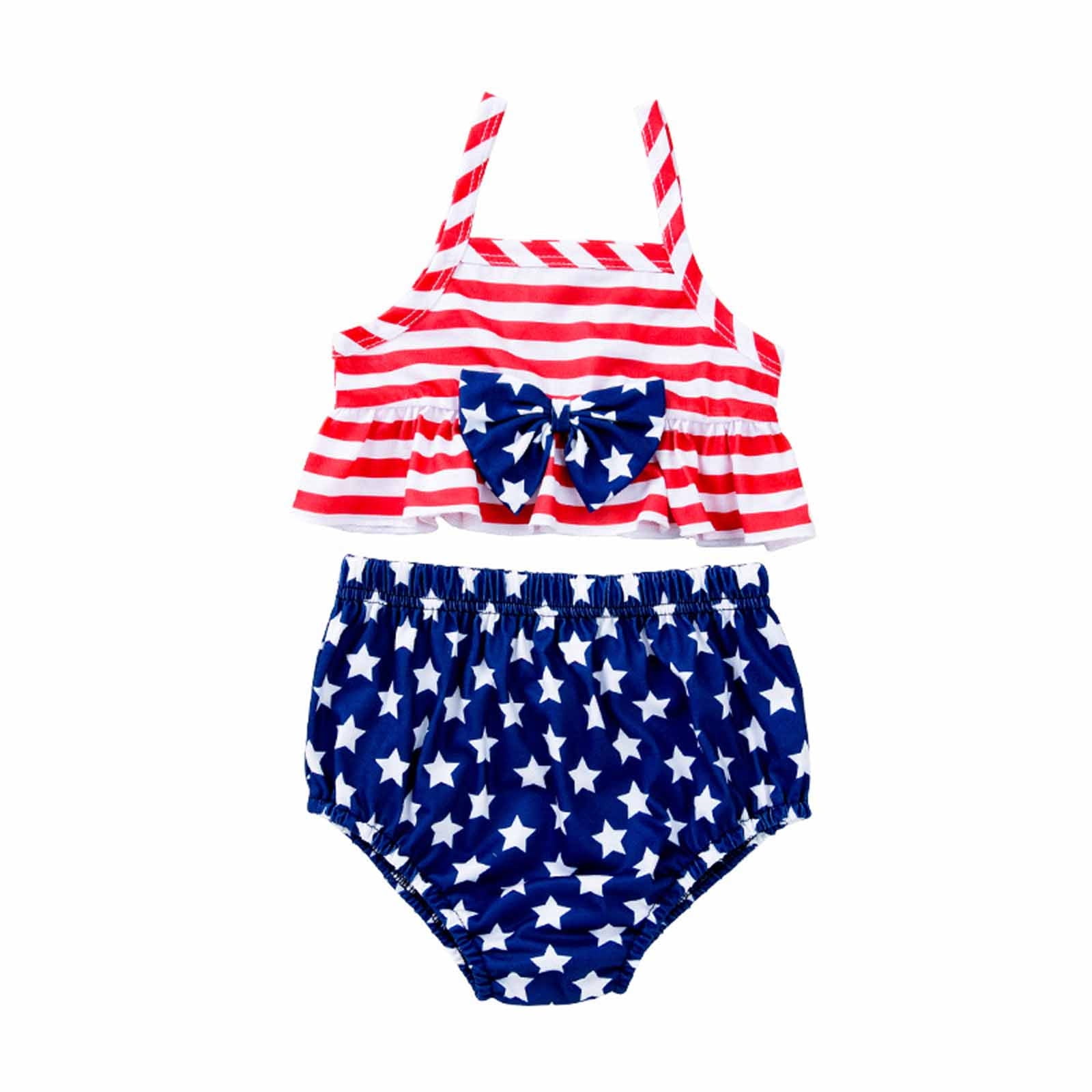 Bainana Patriotic Outfit Set For Girl'S Size 3-6 Months Star Striped ...