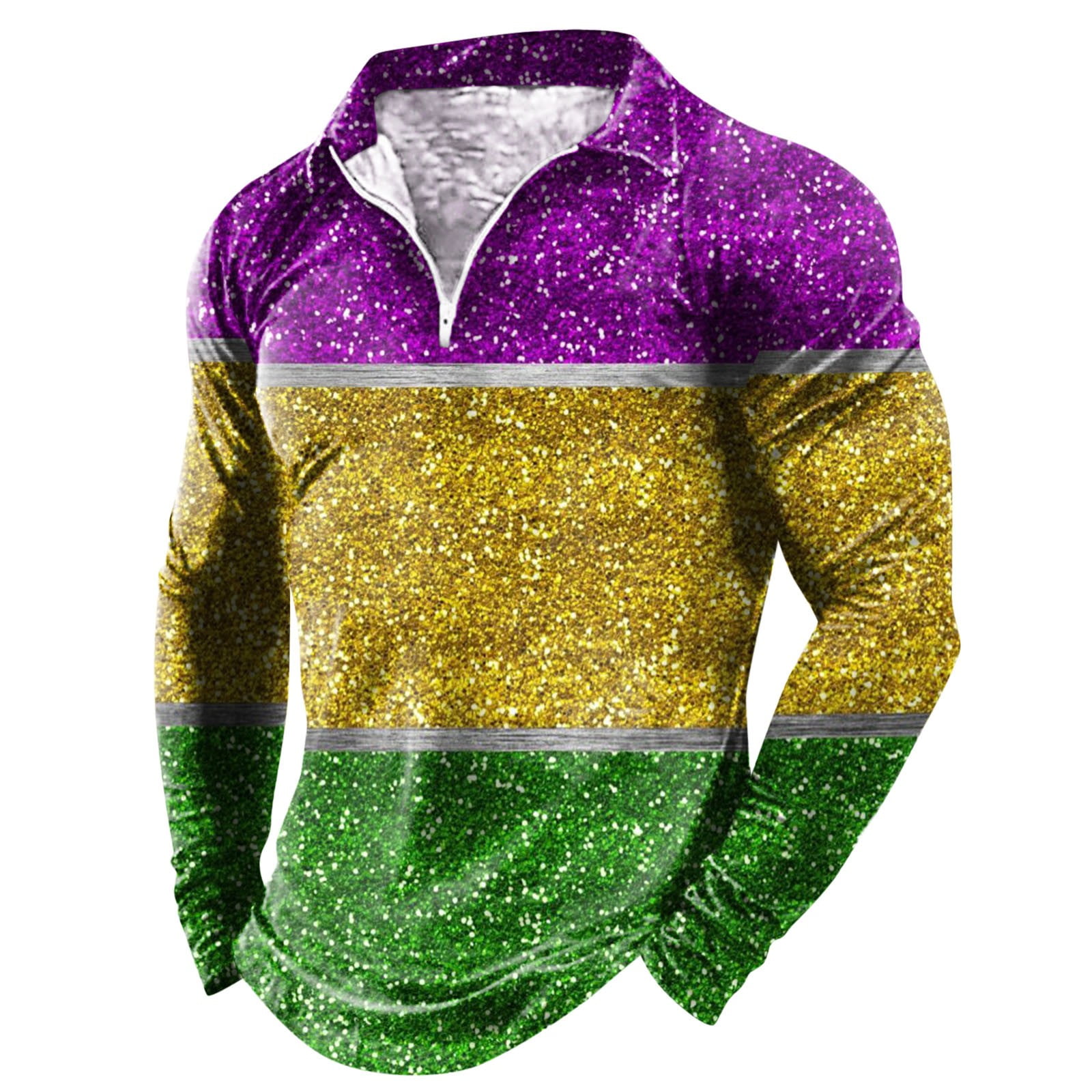 Bainana Pullover Zip Up Carnival Shirt For Men Color Block Srtiped ...