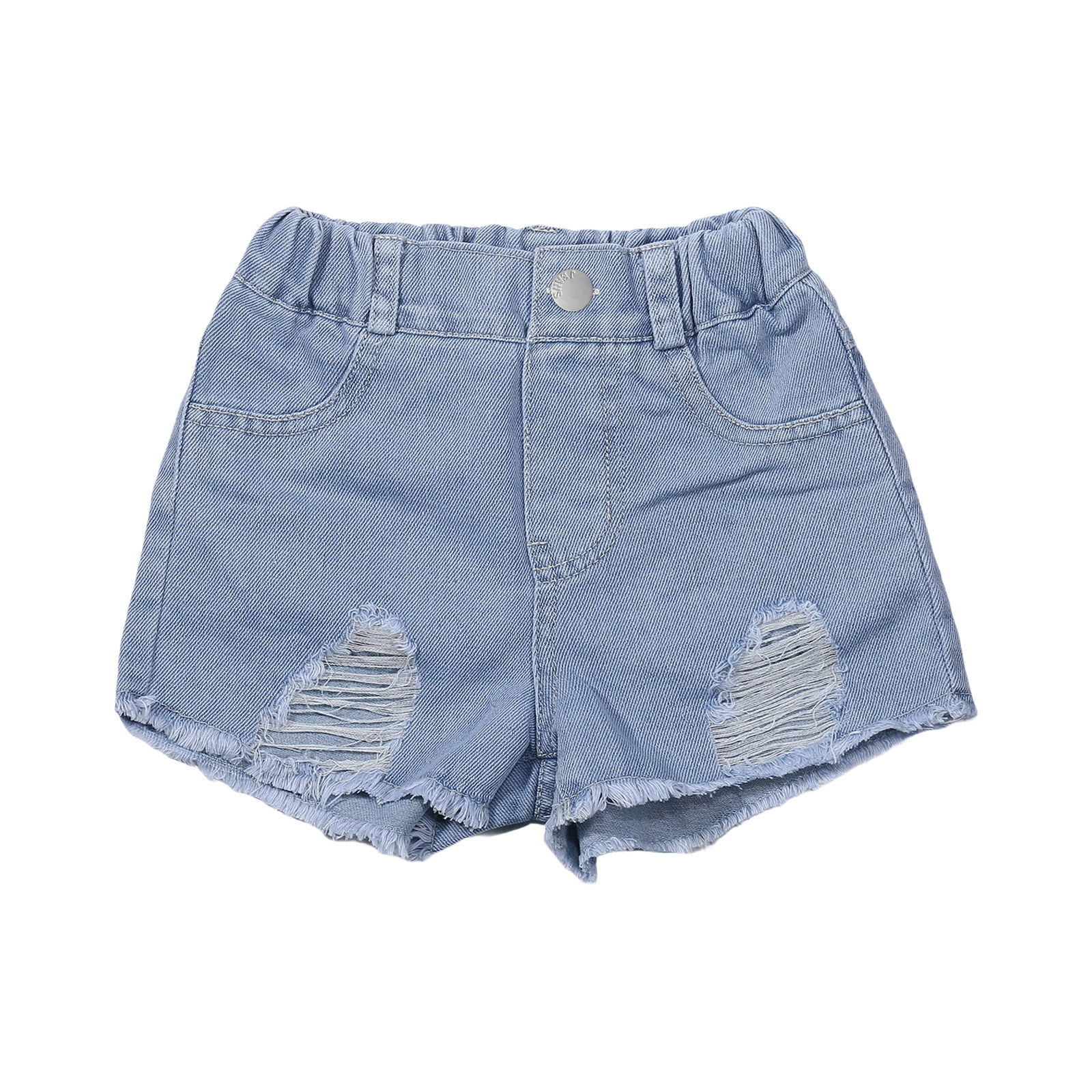 Bainana Ripped Jeans For Toddler Girls Solid Color Zipper Button ...
