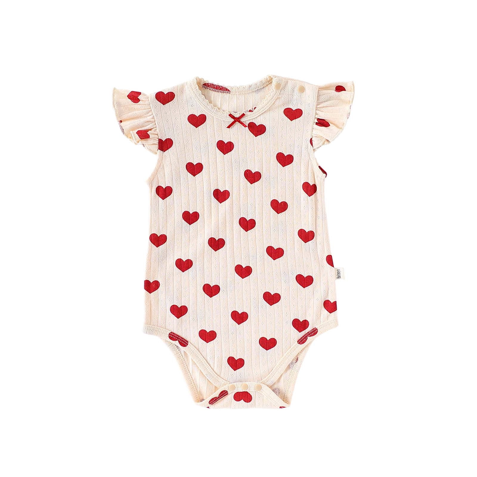 Bainana Romper For Infant Girls Bowknot Print Ruffled Sleeve Crew Neck ...