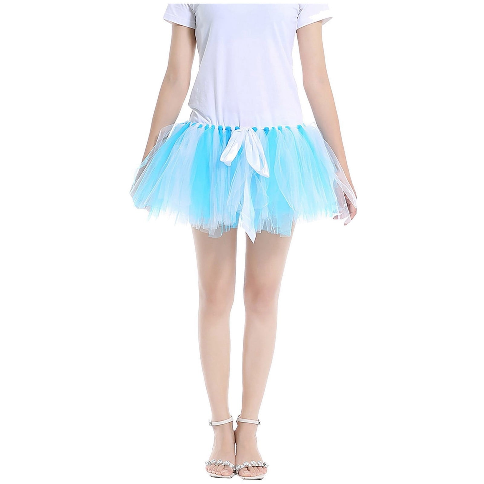 Bainana Sky Blue Tutu Skirt For Ladies Color Block Low Waist Multi ...
