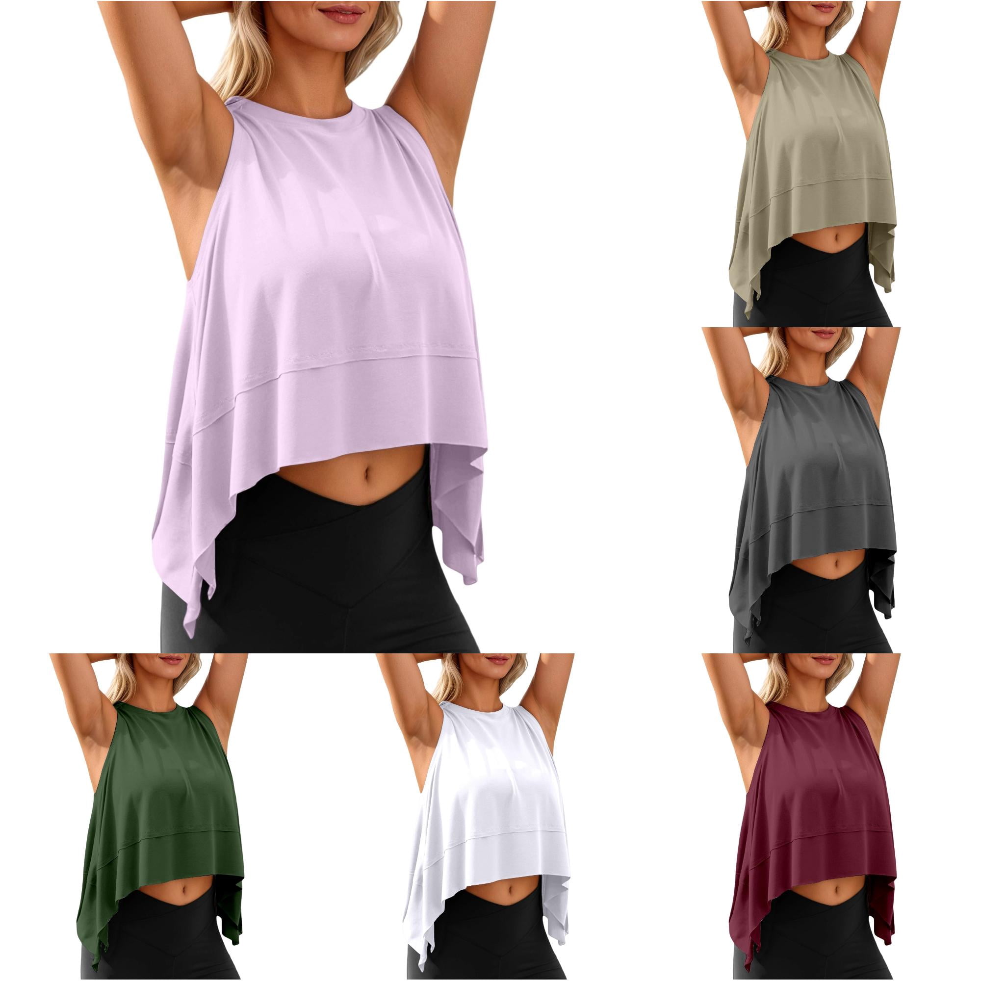 Bainana Sleek Sleeveless Round Neck Top For Women Solid Color Irregular ...