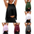 Bainana Sleek Sleeveless Round Neck Top For Women Solid Color Irregular ...