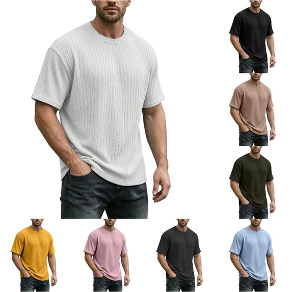 Bainana Solid Color T Shirts For Men Short Sleeve Crew Neck Tops ...