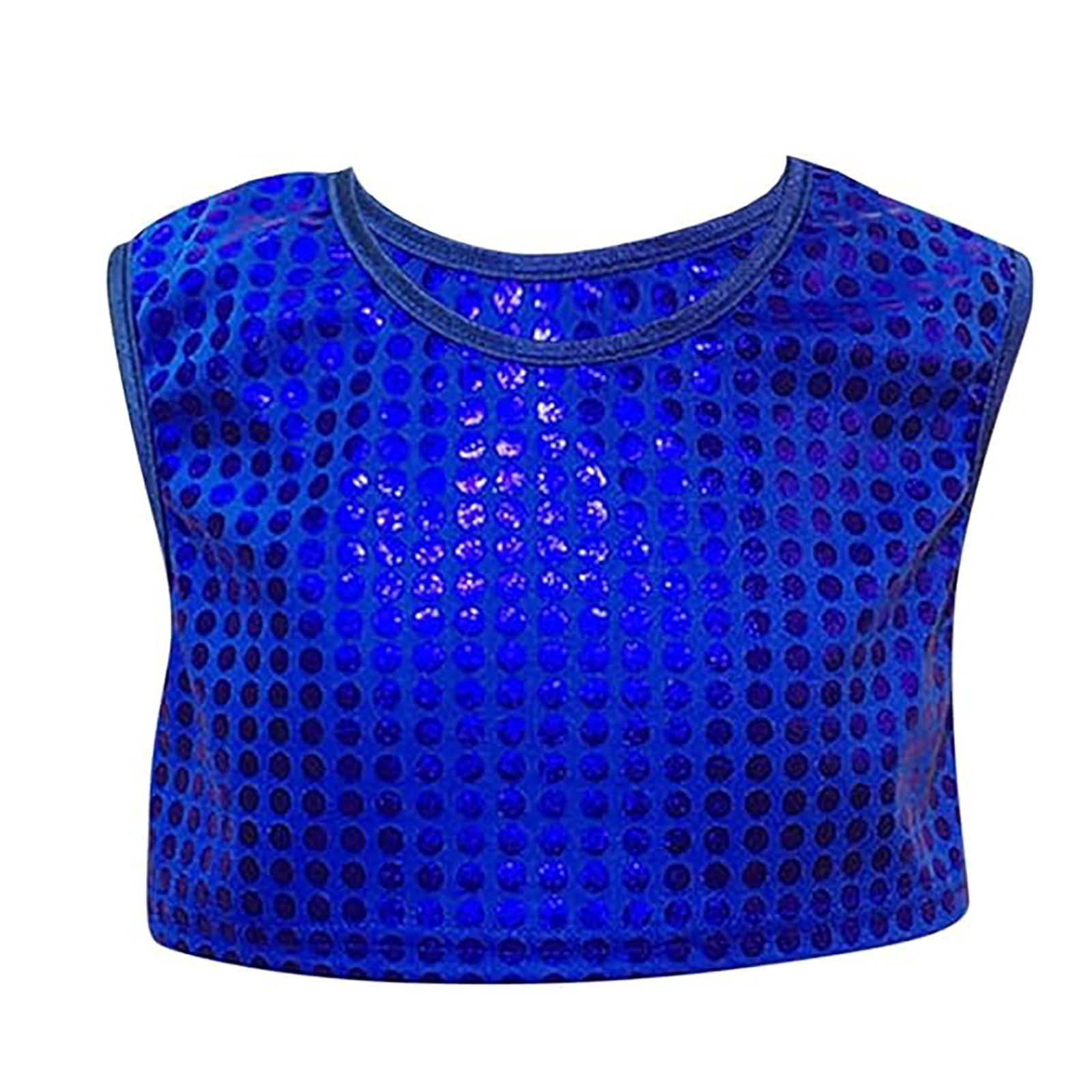 Bainana Sparkling Cropped Vest For Girls Sequin Solid Color Sleeveless ...