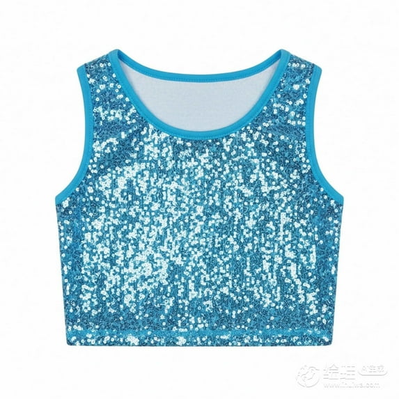 Bainana Sparkling Cropped Vest For Girls Sequin Solid Color Sleeveless ...