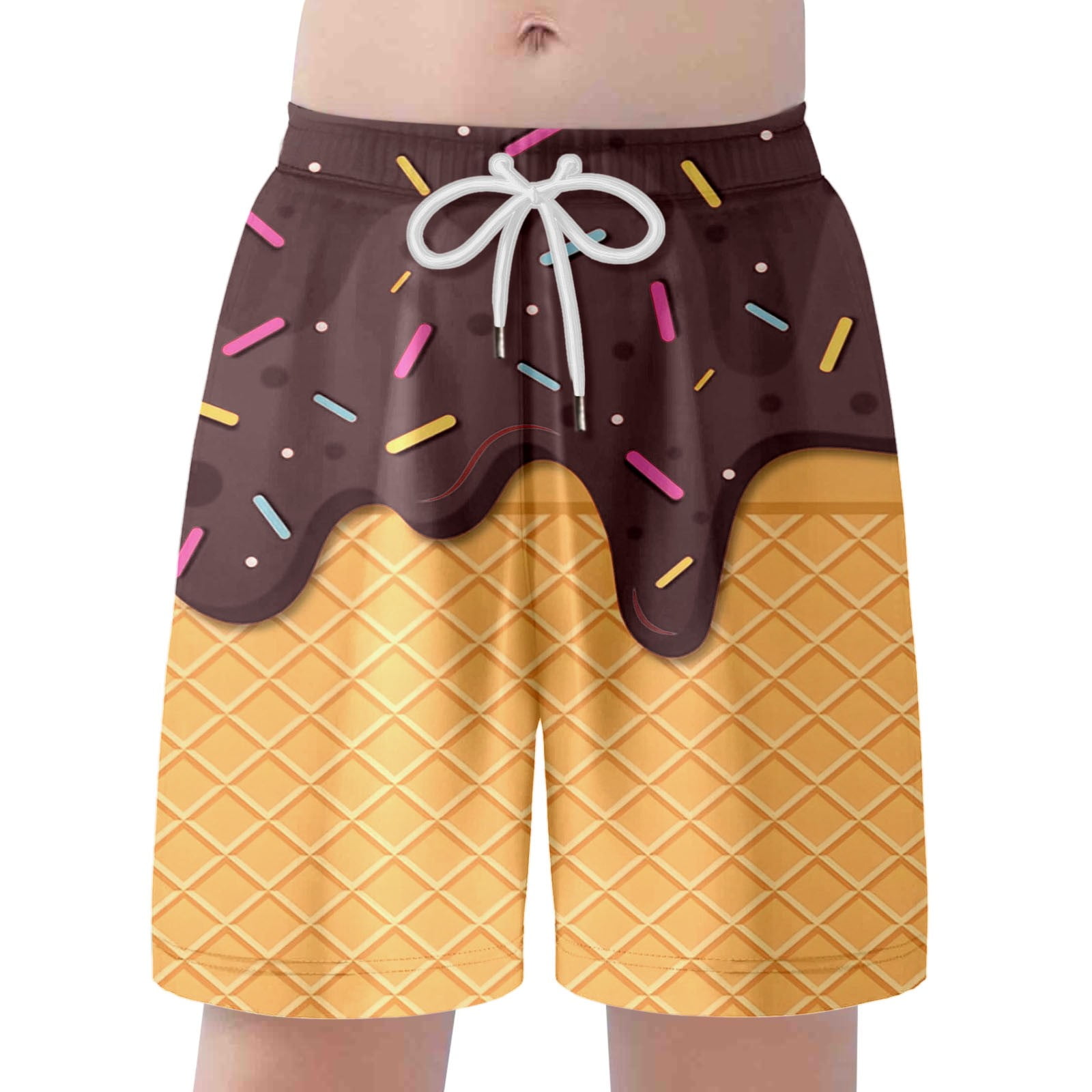Bainana Sports Shorts For Little Boys Ice Cream Print Elastic Waist ...