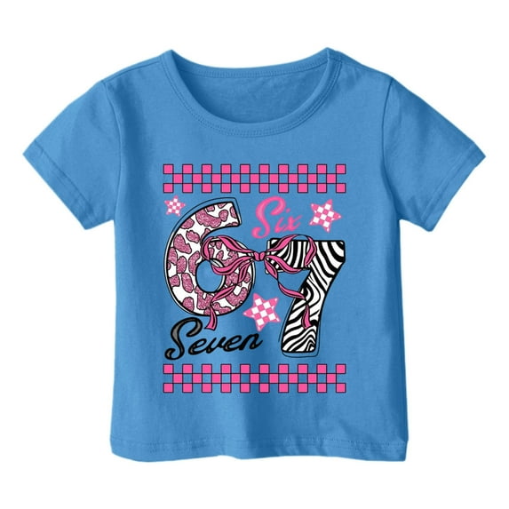 Bainana Stylish Tops For Girls Child 67 Number Print Short Sleeve Crew ...