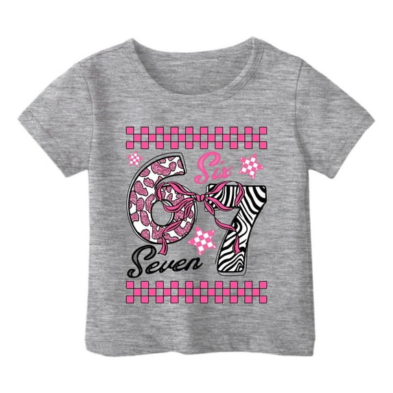 Bainana Stylish Tops For Girls Child 67 Number Print Short Sleeve Crew ...